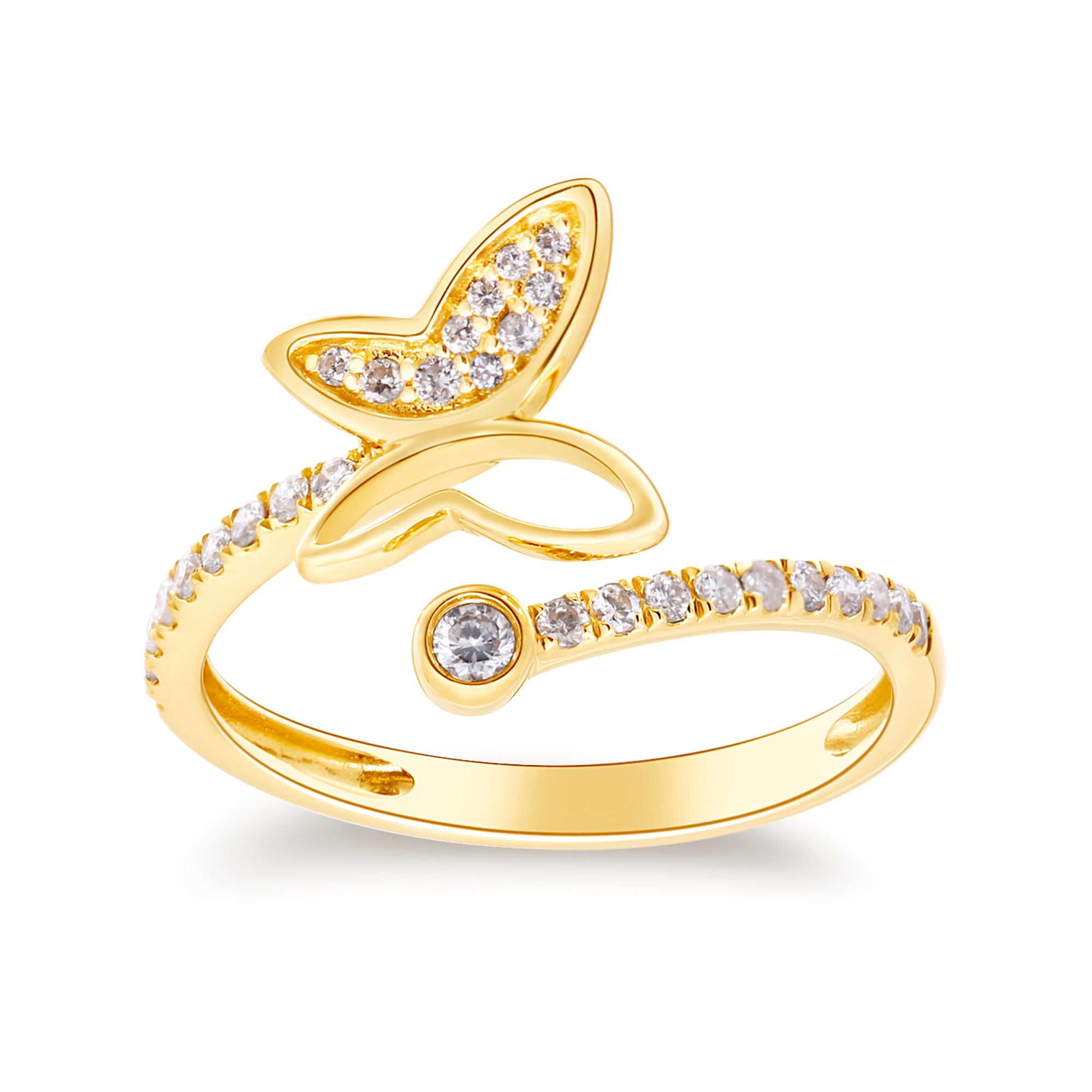 14K Yellow Gold Butterfly Design Diamond Ring – cirari
