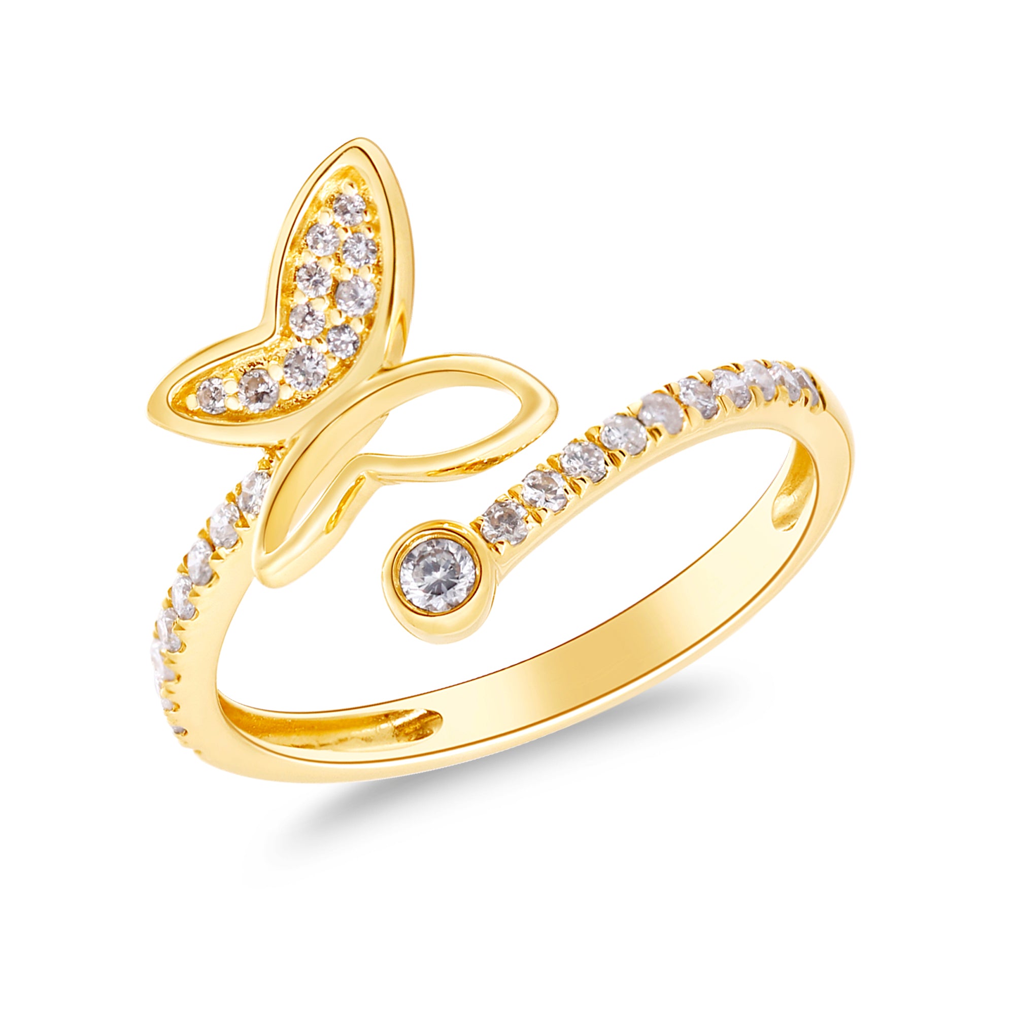 14K Yellow Gold Butterfly Design Diamond Ring – cirari