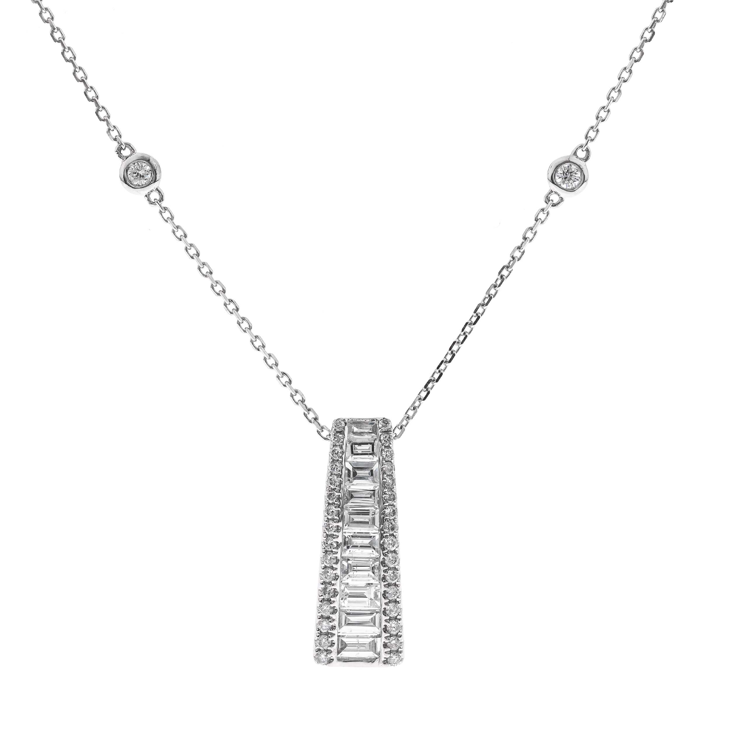 14 Karat White Gold Bar Diamond Pendant – cirari
